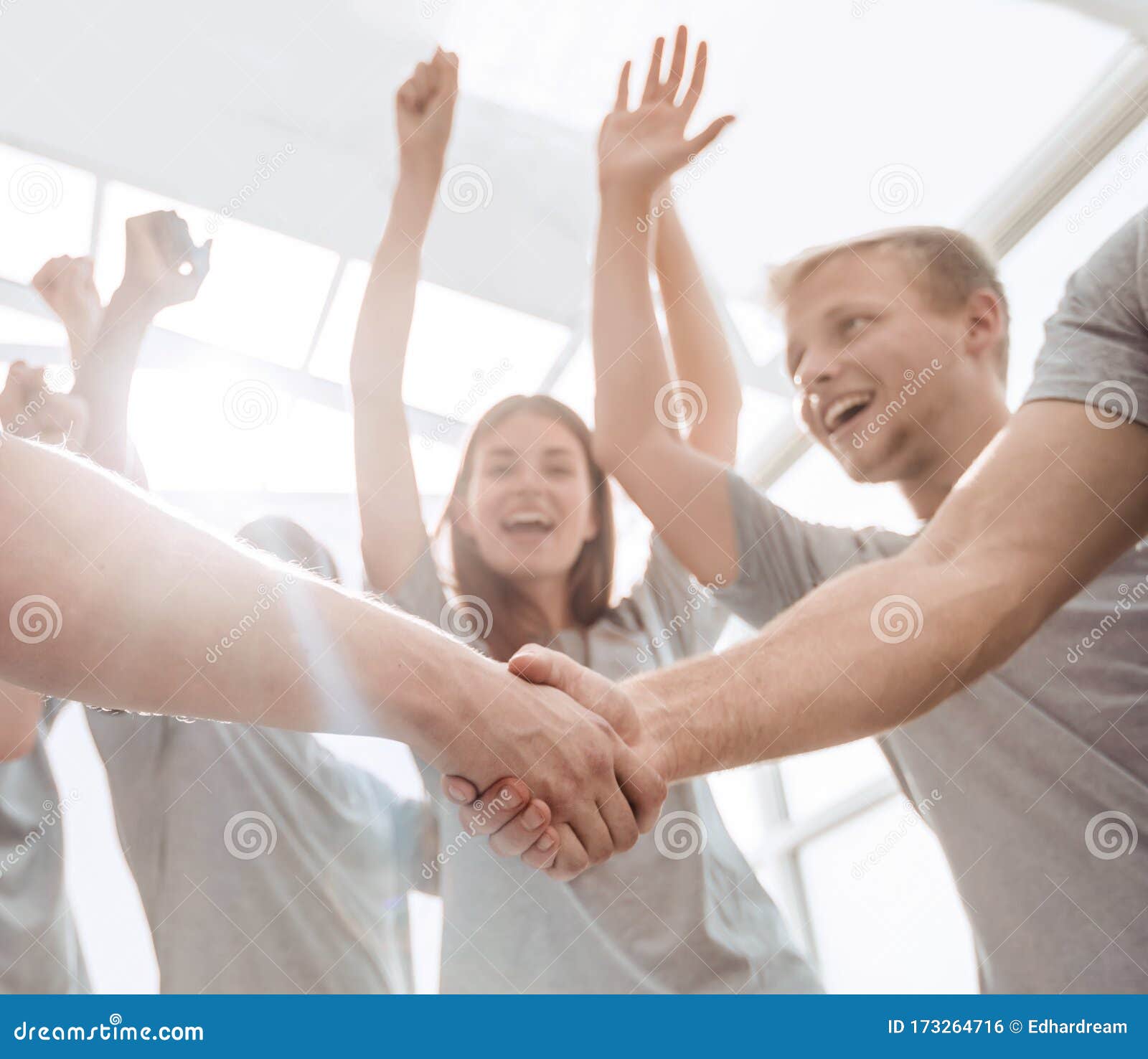 Young People Congratulating Each Other on the Victory Stock Photo ...