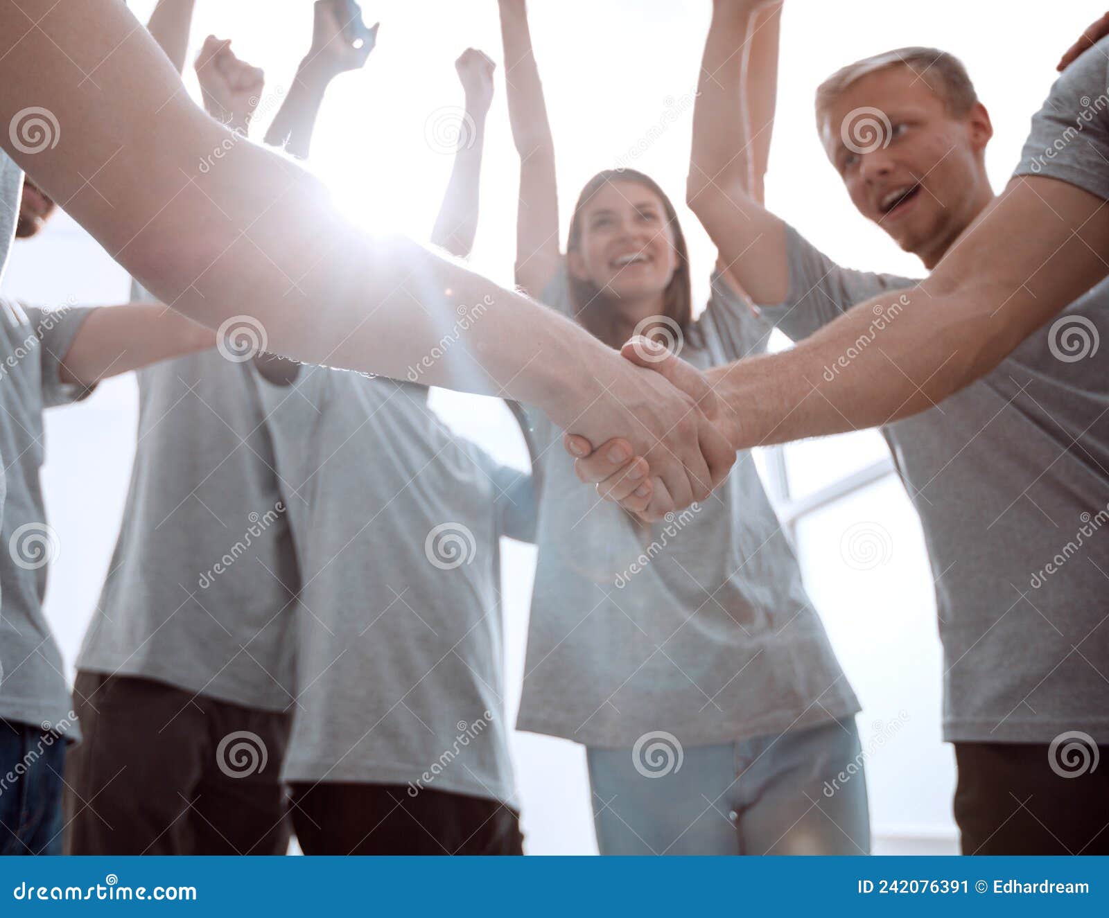 Young People Congratulating Each Other on the Victory Stock Image ...