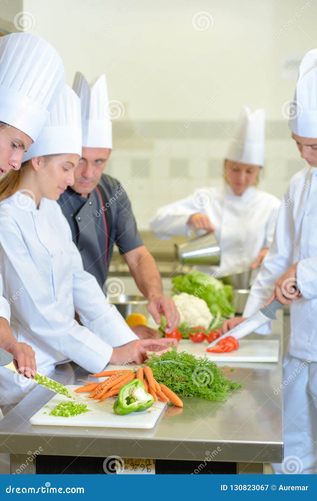 Young People on Cooking Course Stock Image - Image of teamwork, clothes ...