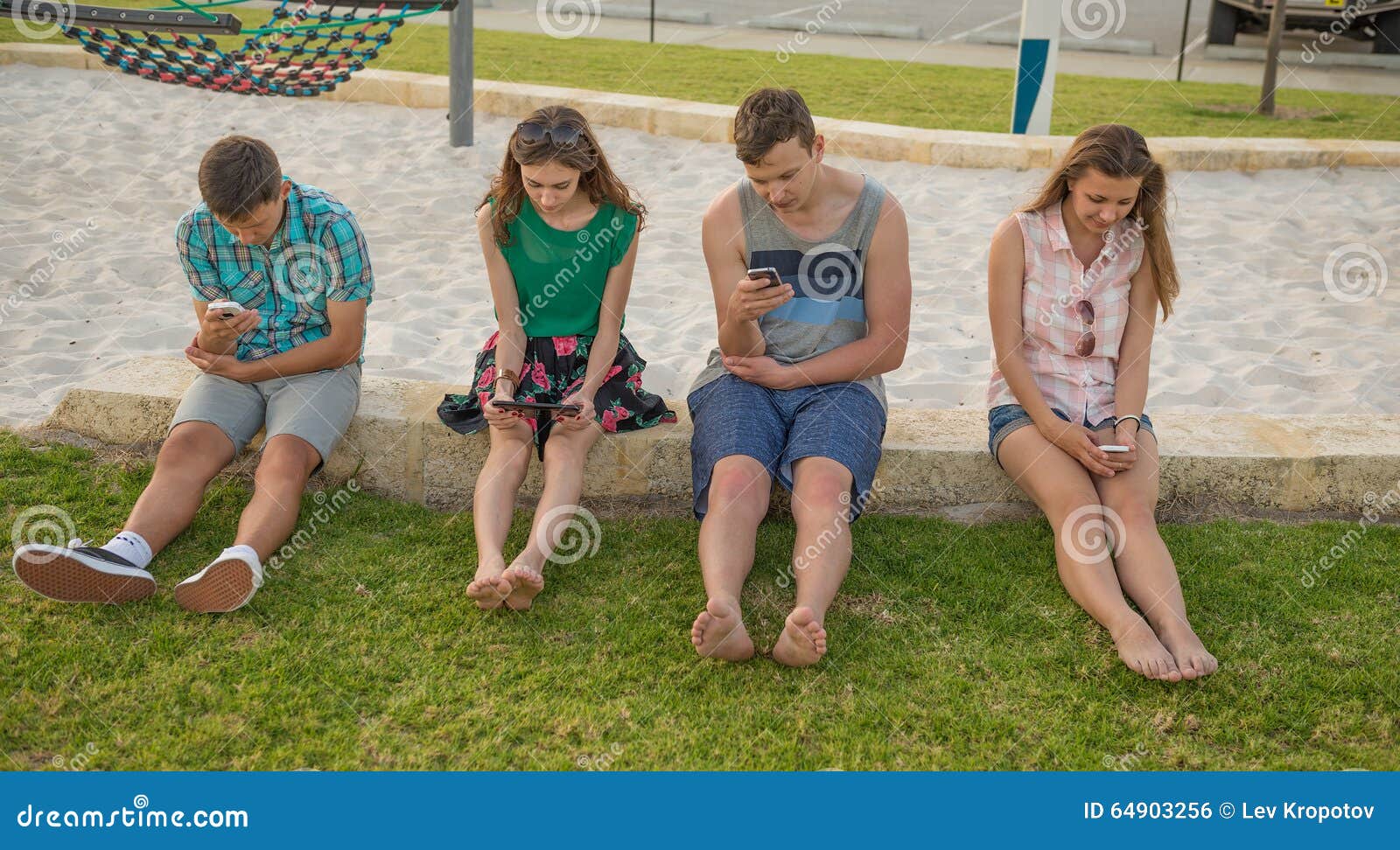 Young People with Digital Devices Stock Photo - Image of four ...
