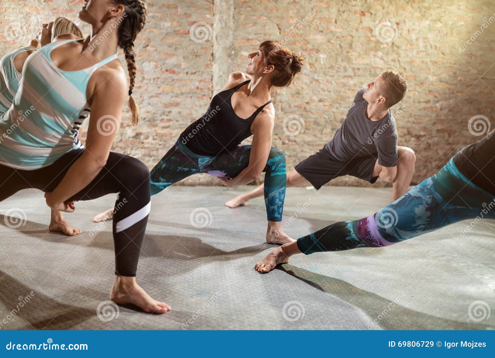 Young People Doing Flexibility Exercise Stock Image - Image of bright ...