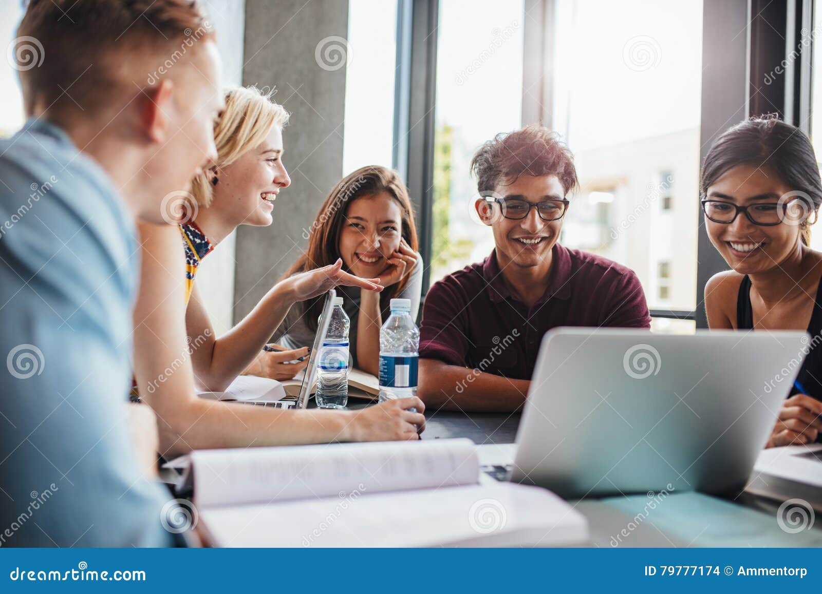 Young People Doing Group Study in Library Stock Photo - Image of asian ...