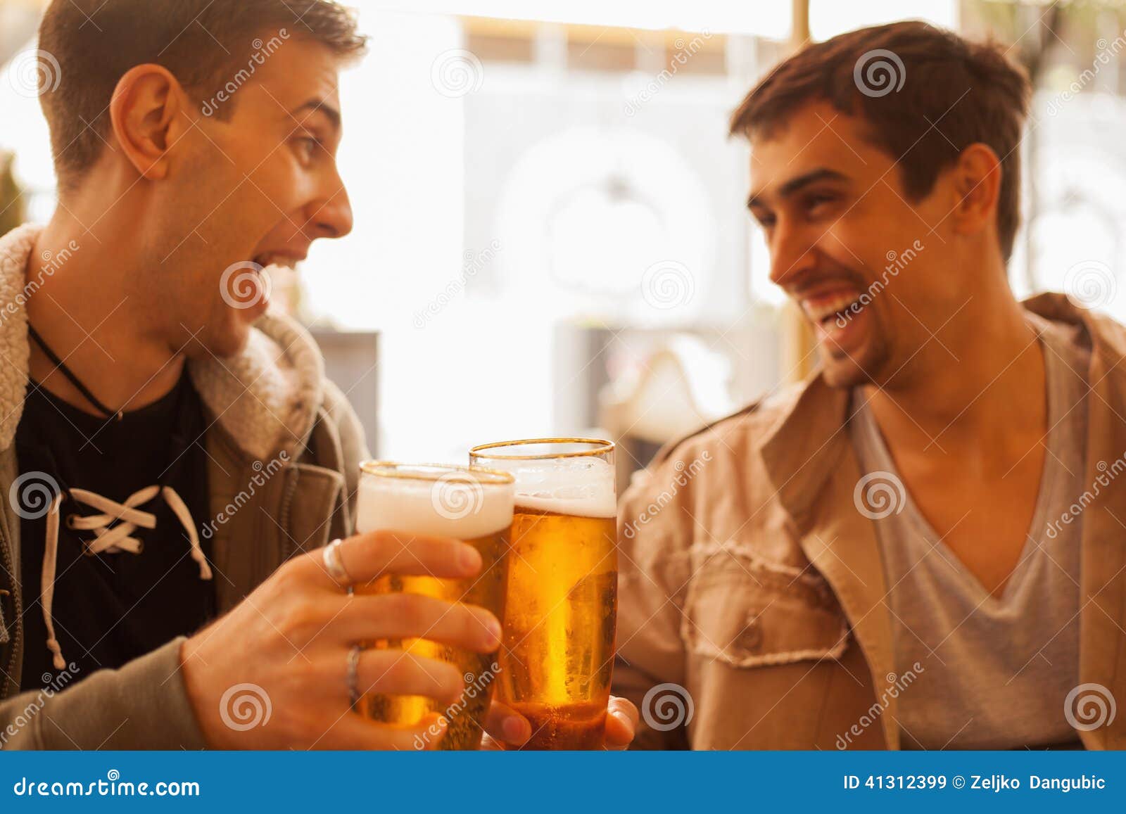 Young People Drinking Beer Outdoors Stock Image - Image of cafe, adult ...