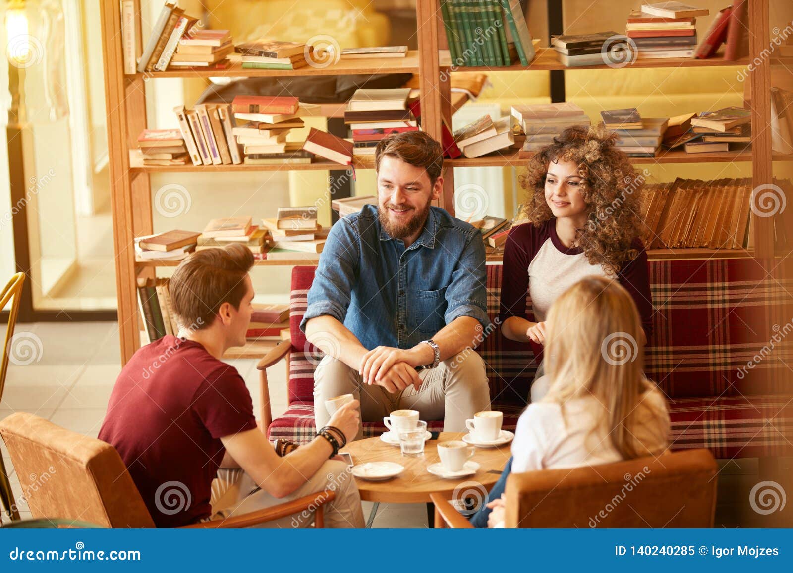 Young People Drinking Coffee Stock Image - Image of enjoying, cafeteria ...