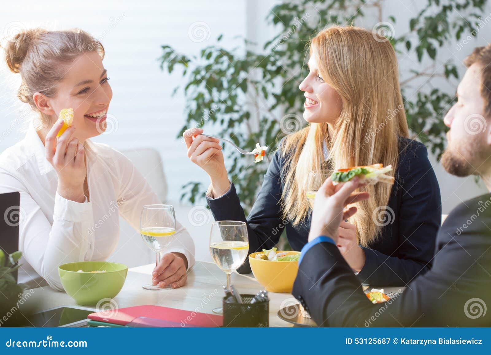 Young People Eating Lunch in Office Stock Image - Image of professional ...