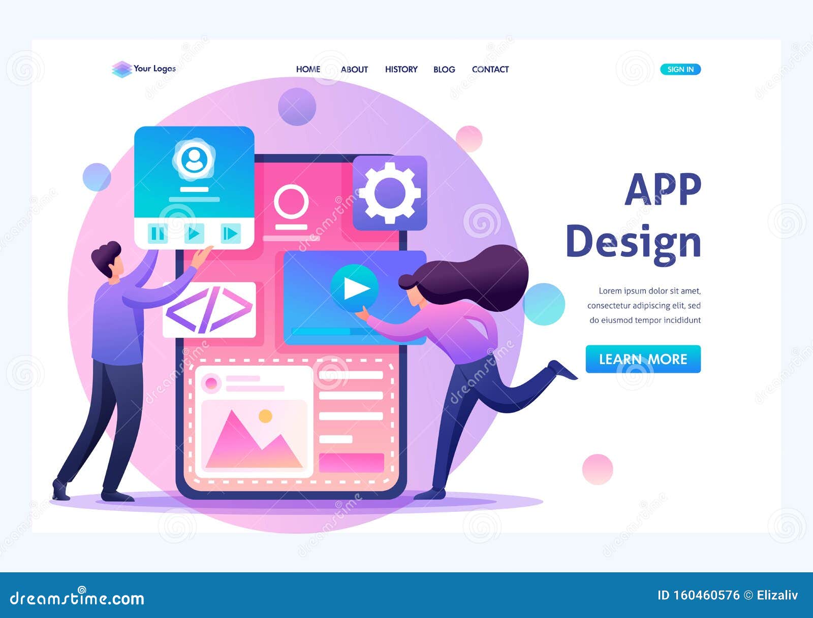 Young People are Engaged in Mobile Applications Design, Website Pages ...