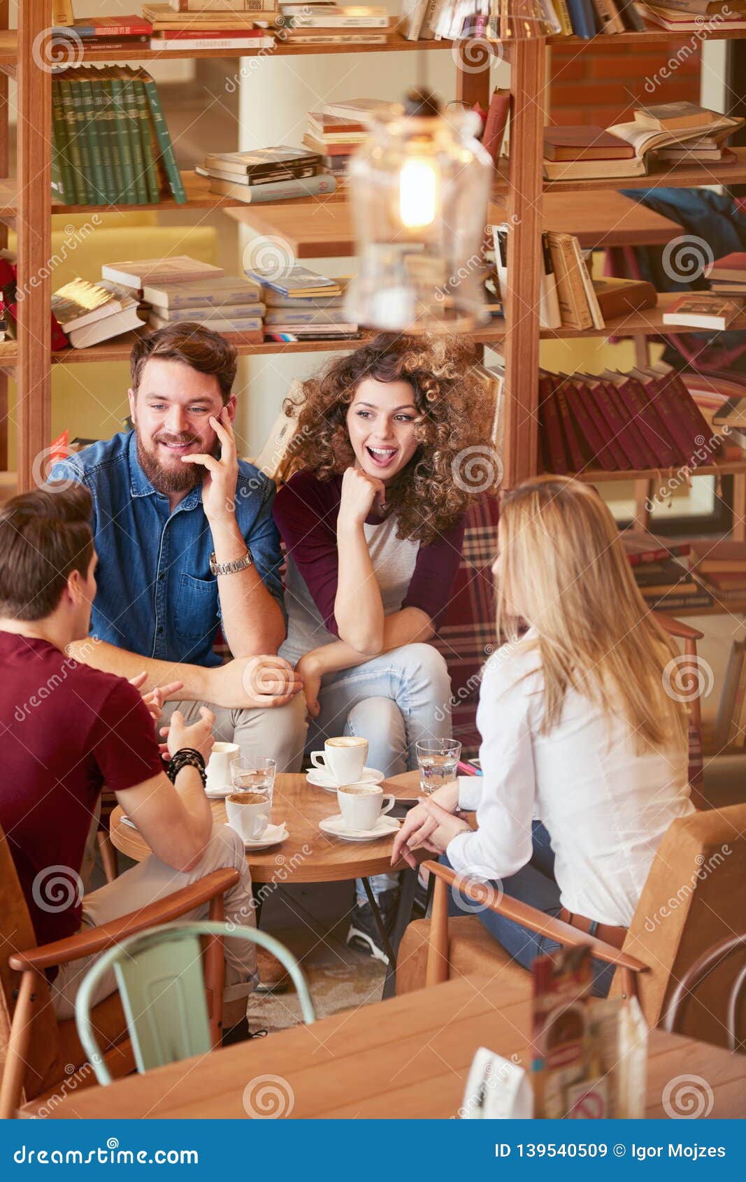 Young People Enjoying in Cafe Stock Image - Image of cafeteria ...