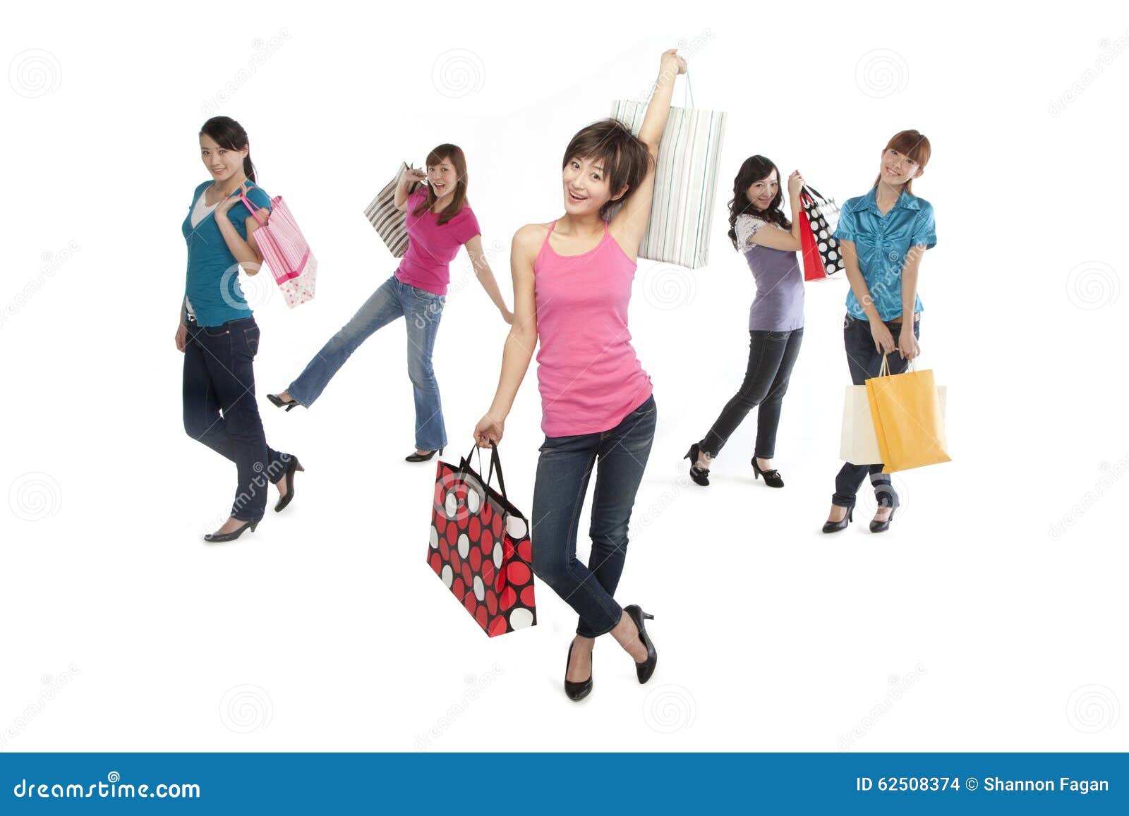 Young People Excited about Shopping Stock Photo - Image of group, high ...