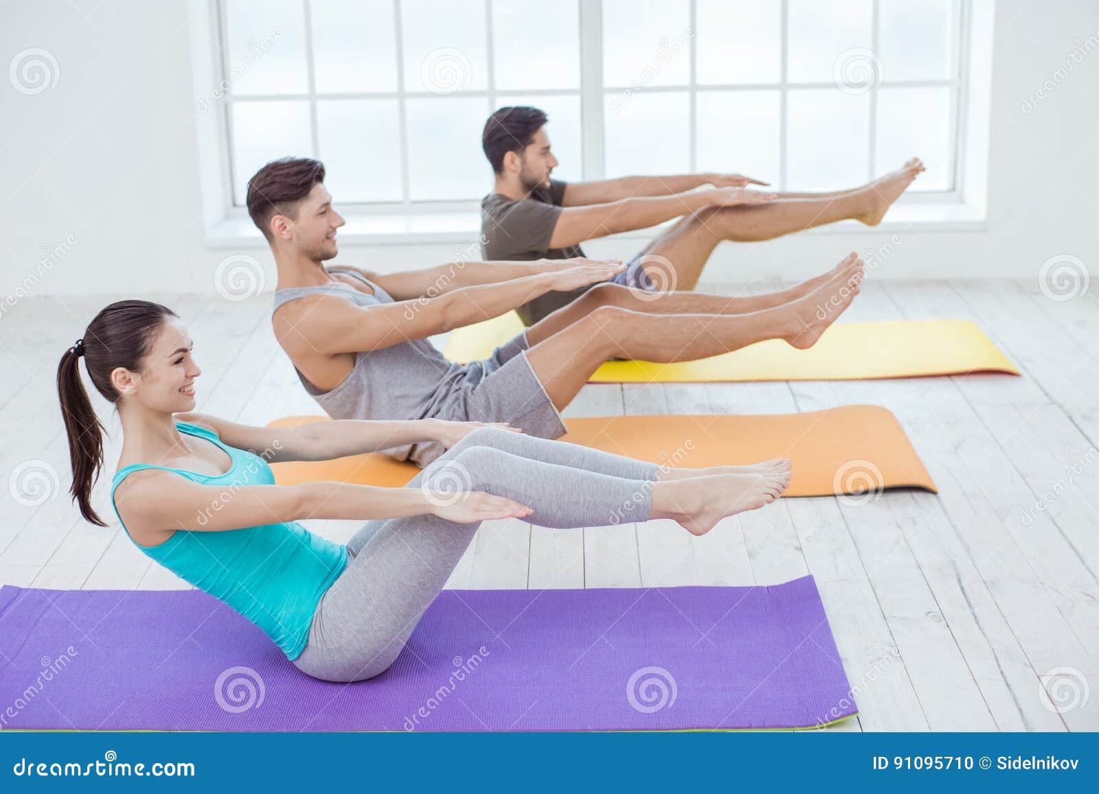Young People Exercise Together Healthy Lifestyle Concept Stock Photo ...