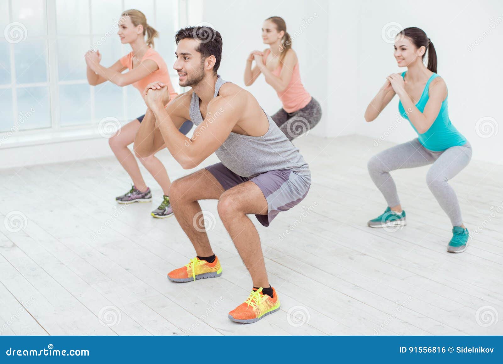 Young People Exercise Together Healthy Lifestyle Concept Stock Photo ...
