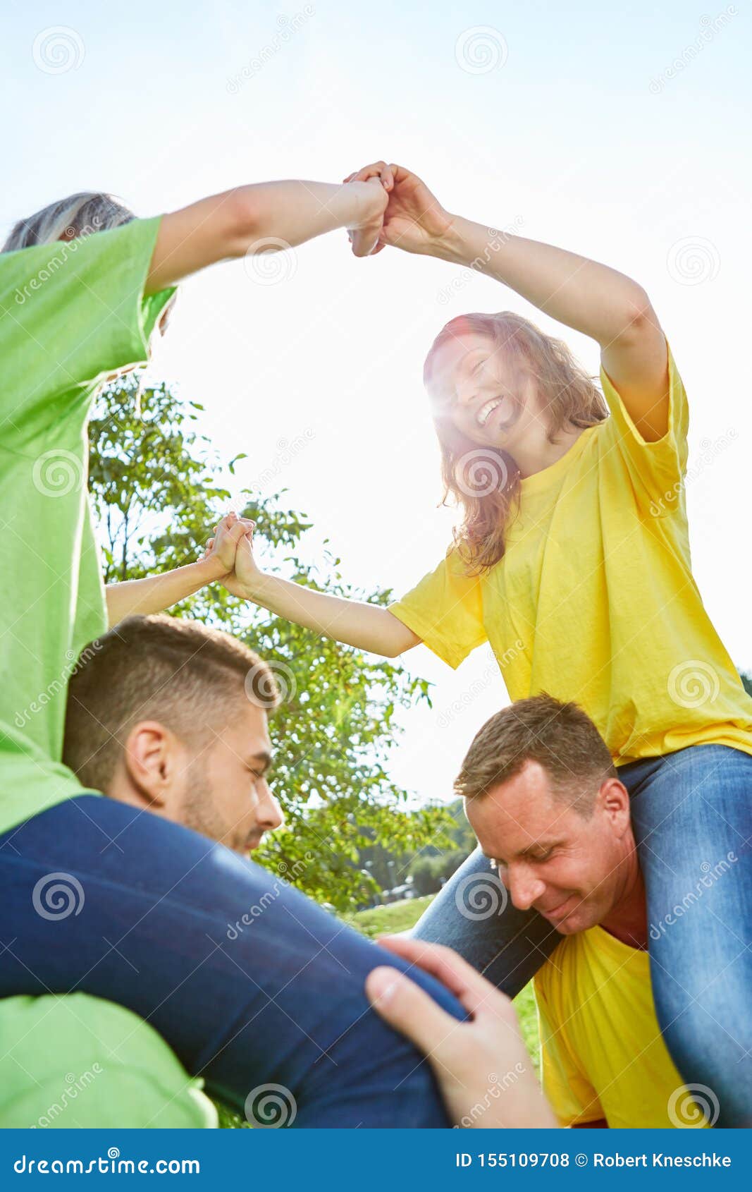 Young People are Exercising Teamwork and Teambuilding Stock Photo ...