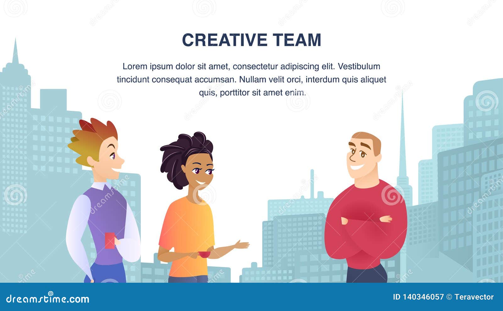 Young People Friendly Talk on Cityscape Background Stock Vector ...