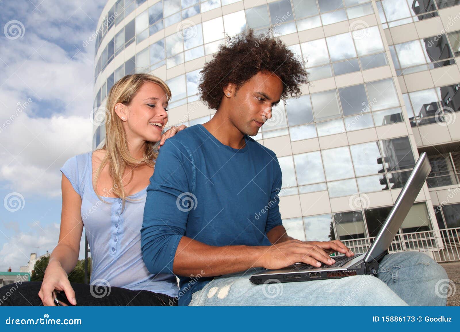Young People in Front of College Building Stock Image - Image of black ...