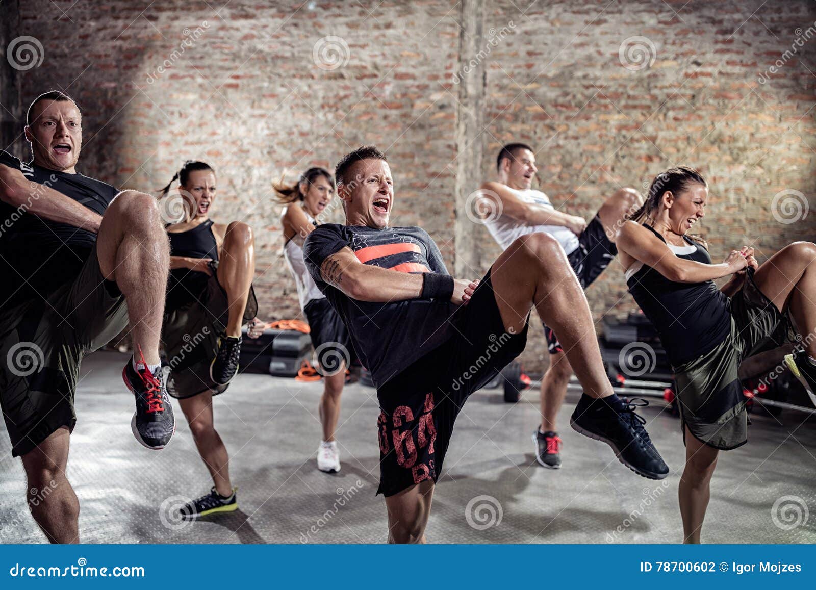 Young People Full of Energy Doing Exercise Stock Photo - Image of fight ...