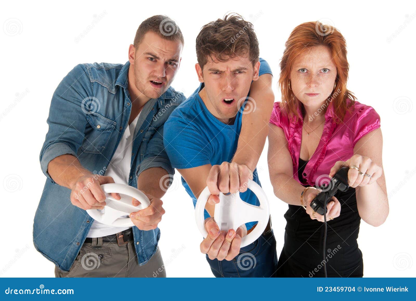 Young people gaming stock photo. Image of friends, steer - 23459704