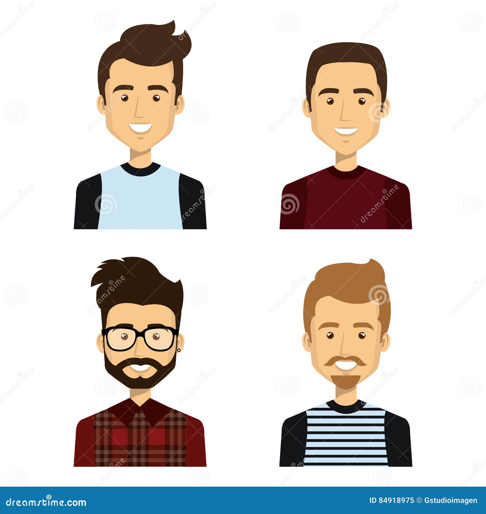 Young People Group Avatars Characters Stock Illustration - Illustration ...