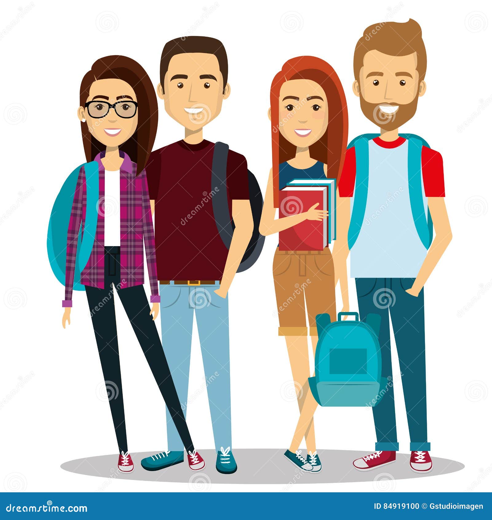 Young People Group Avatars Characters Stock Illustration - Illustration ...