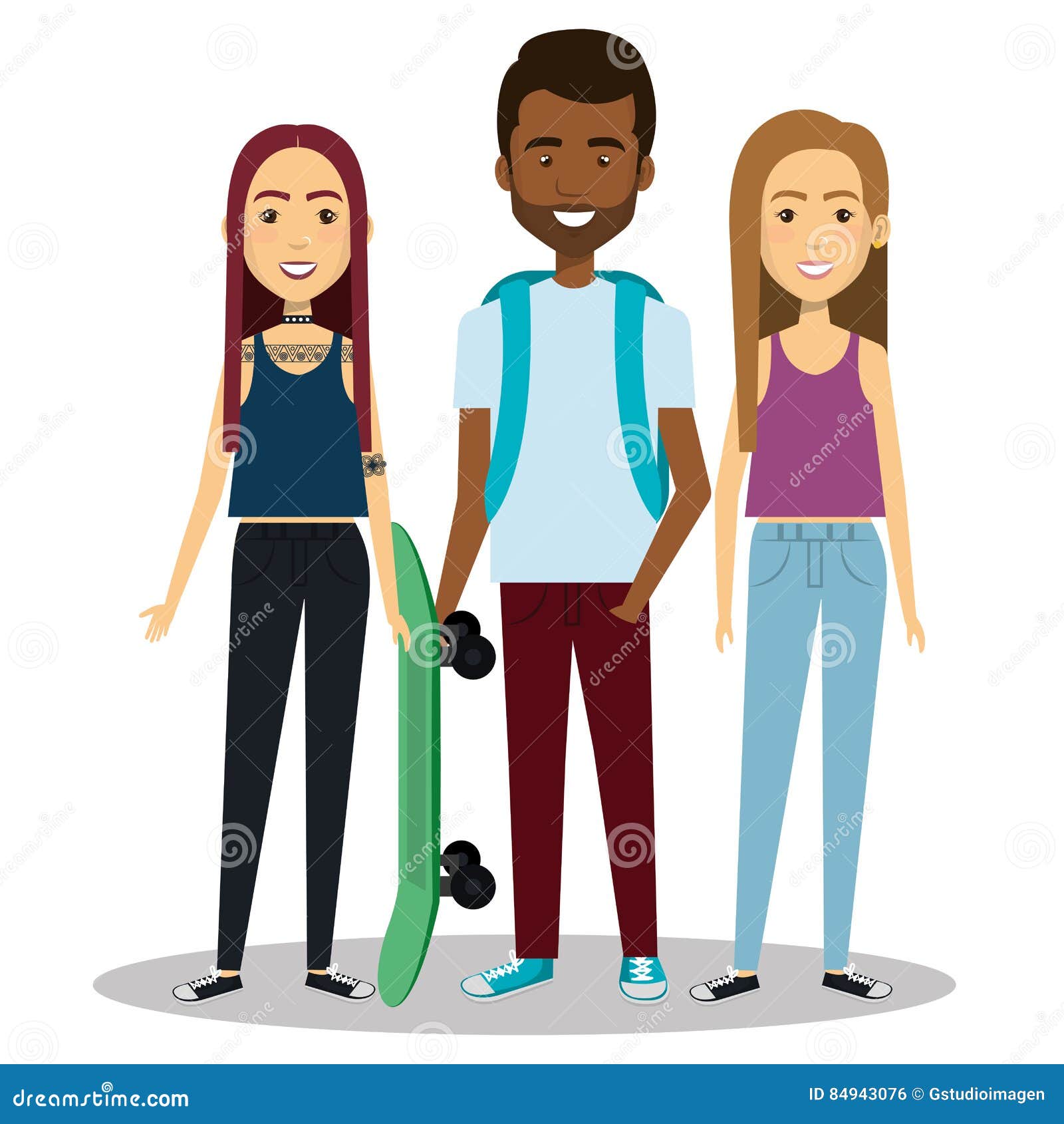 Young People Group Avatars Characters Stock Illustration - Illustration ...