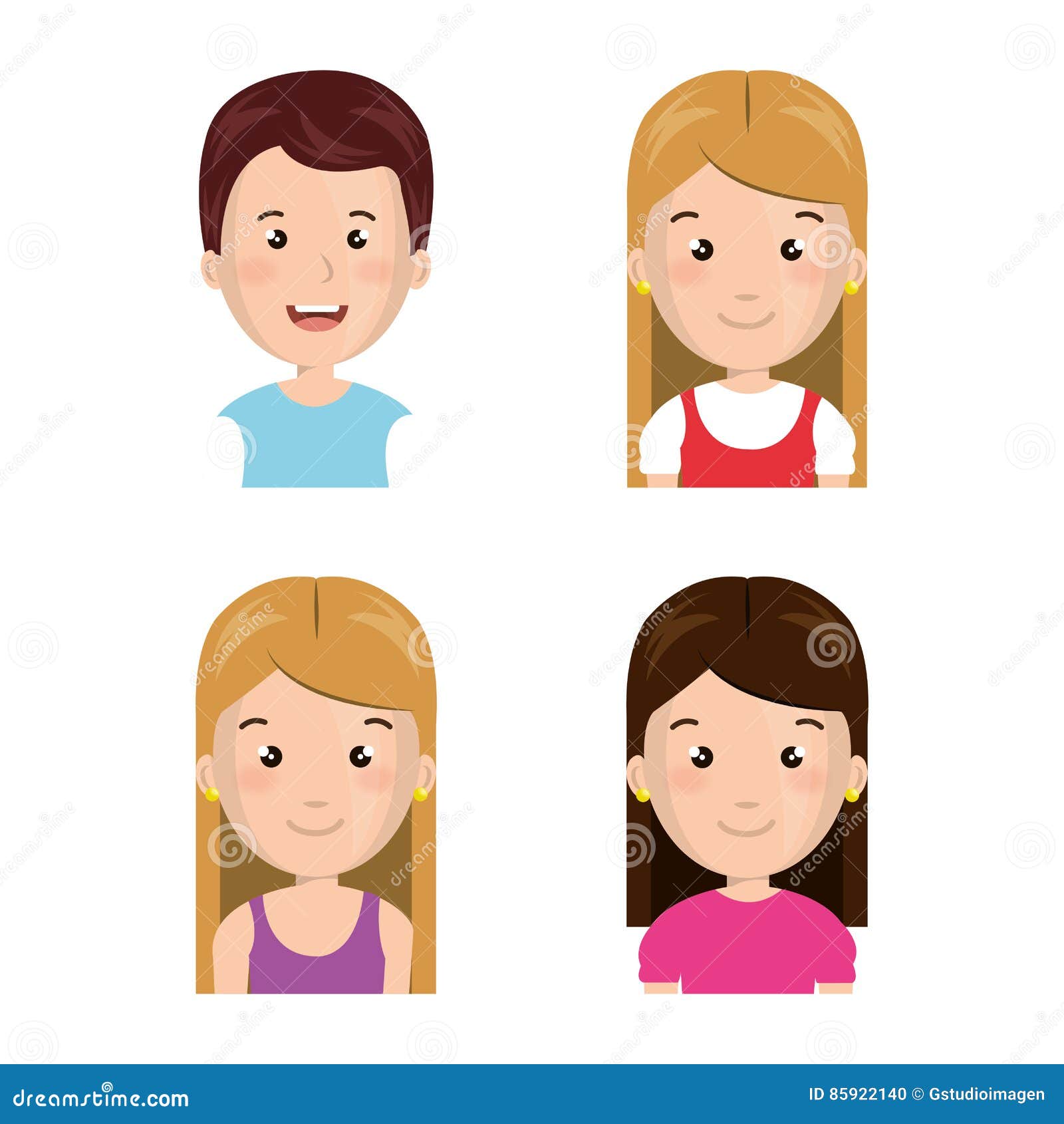 Young People Group Avatars Characters Stock Vector - Illustration of ...