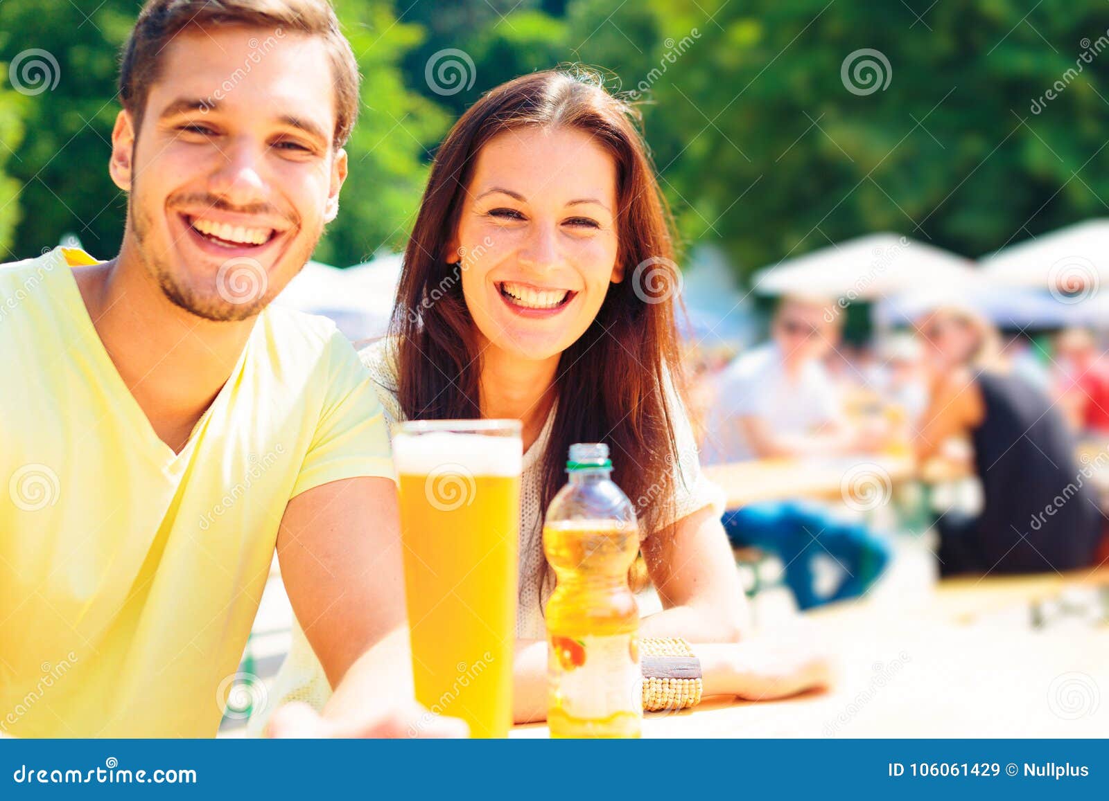 Young People Having a Good Time at the Beer Garden Stock Image - Image ...