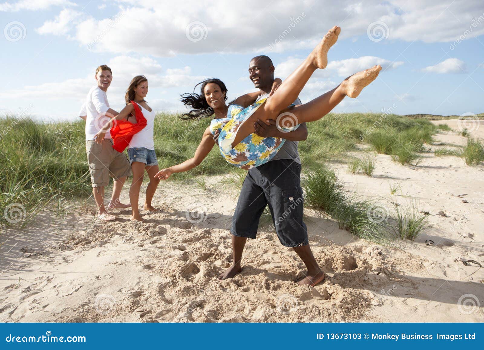 Young People Having Fun Dancing on Beach Stock Image - Image of length ...