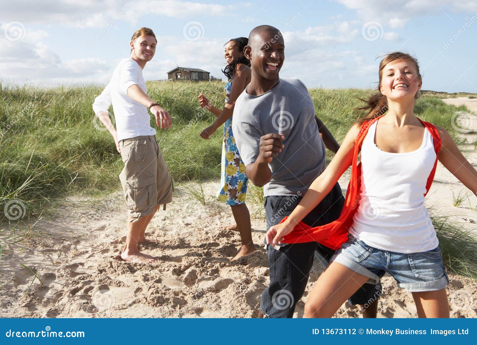 Young People Having Fun Dancing on Beach Stock Photo - Image of length ...