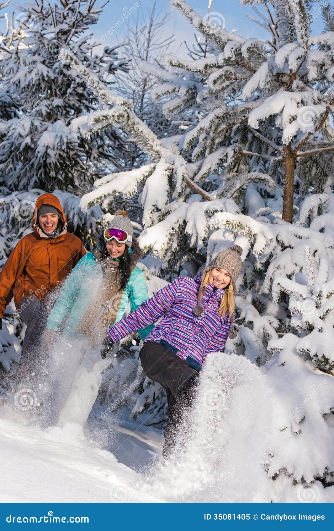 Young People Having Fun with Snow Laughing Stock Image - Image of ...