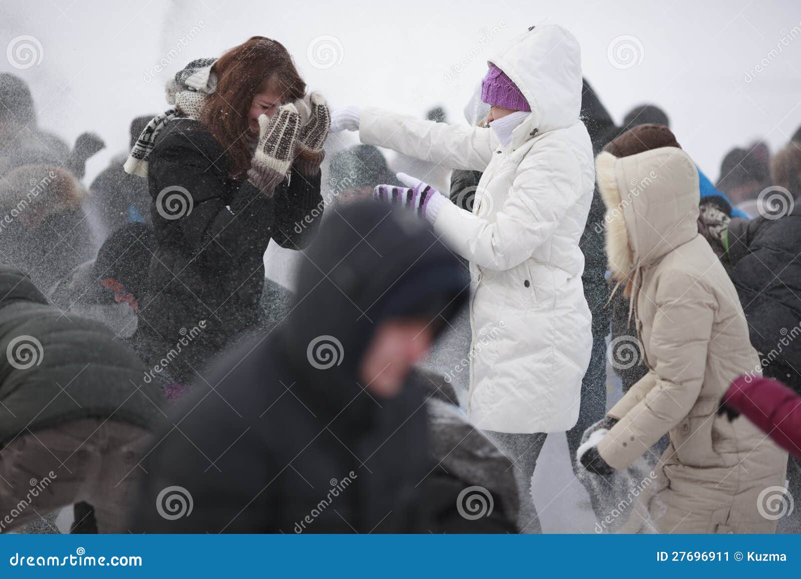 Young People Having Snowball Fight Editorial Photo - Image of active ...