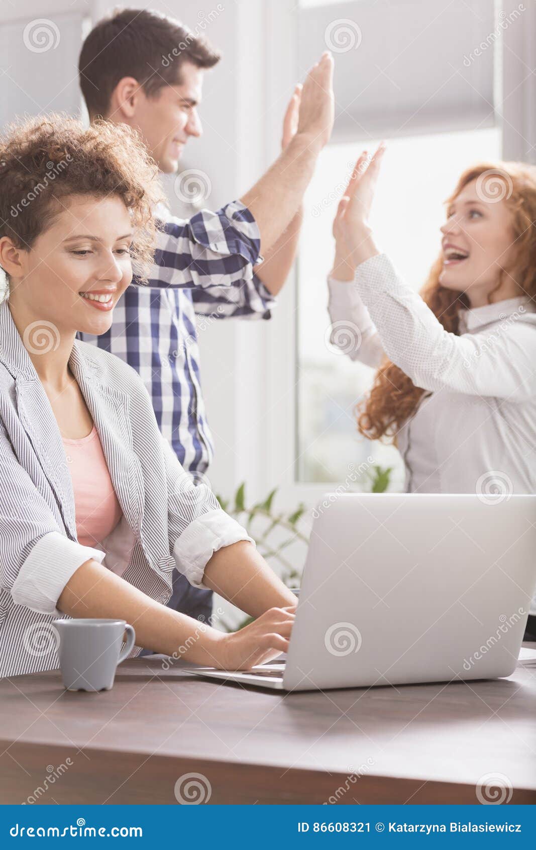 Young people and high five stock image. Image of businesswoman - 86608321
