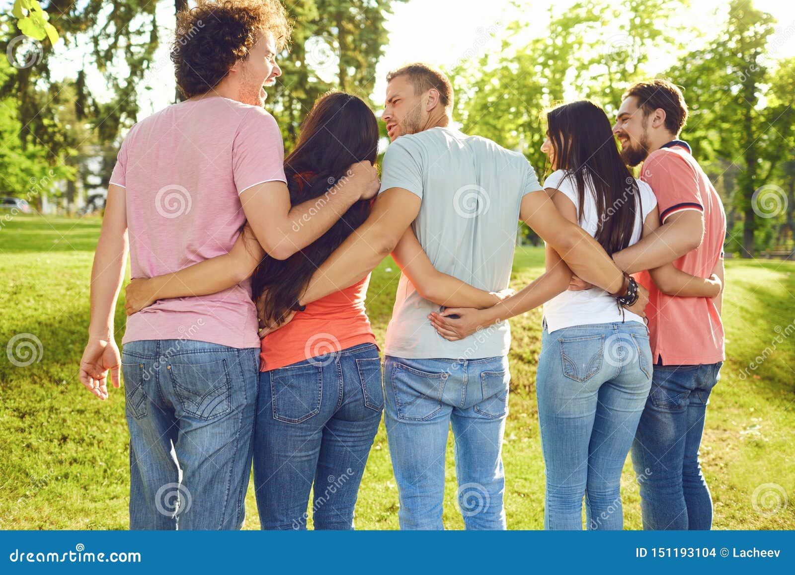 Young People Hug in the Park in Nature. Stock Photo - Image of harmony ...