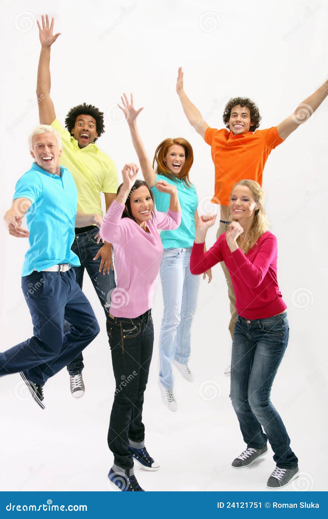 Young People Jumping with Joy Stock Image - Image of jumping, hands ...