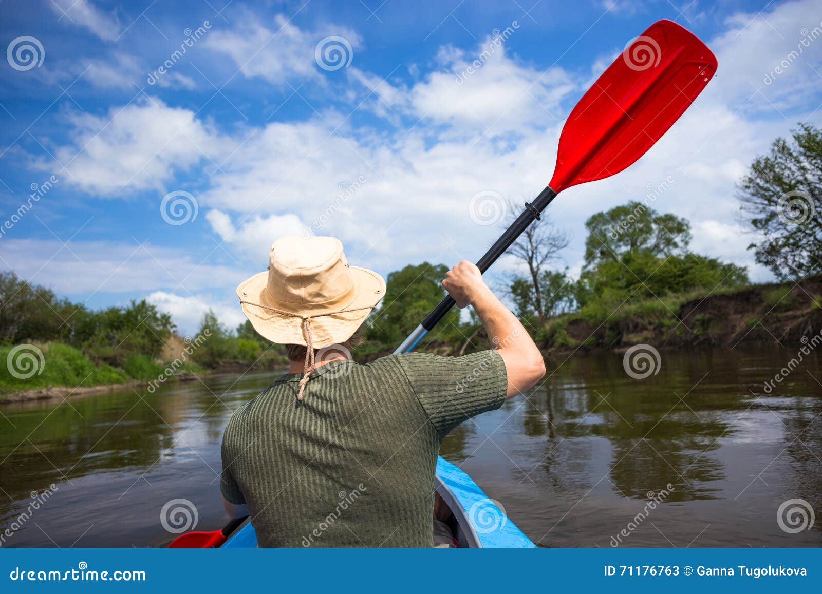 Young People are Kayaking on a River in Beautiful Nature Stock Image ...