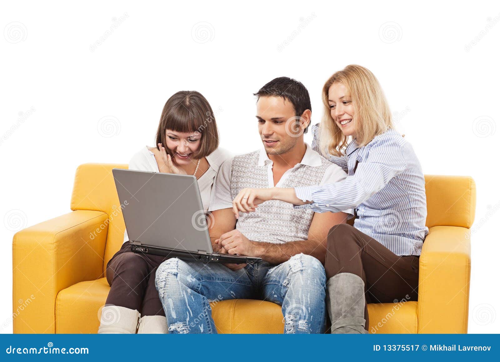 Young people with laptop stock image. Image of laughing - 13375517