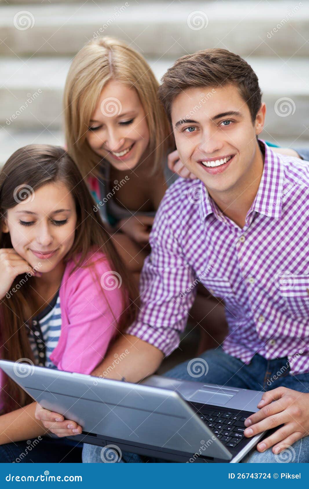 Young people with laptop stock photo. Image of group - 26743724