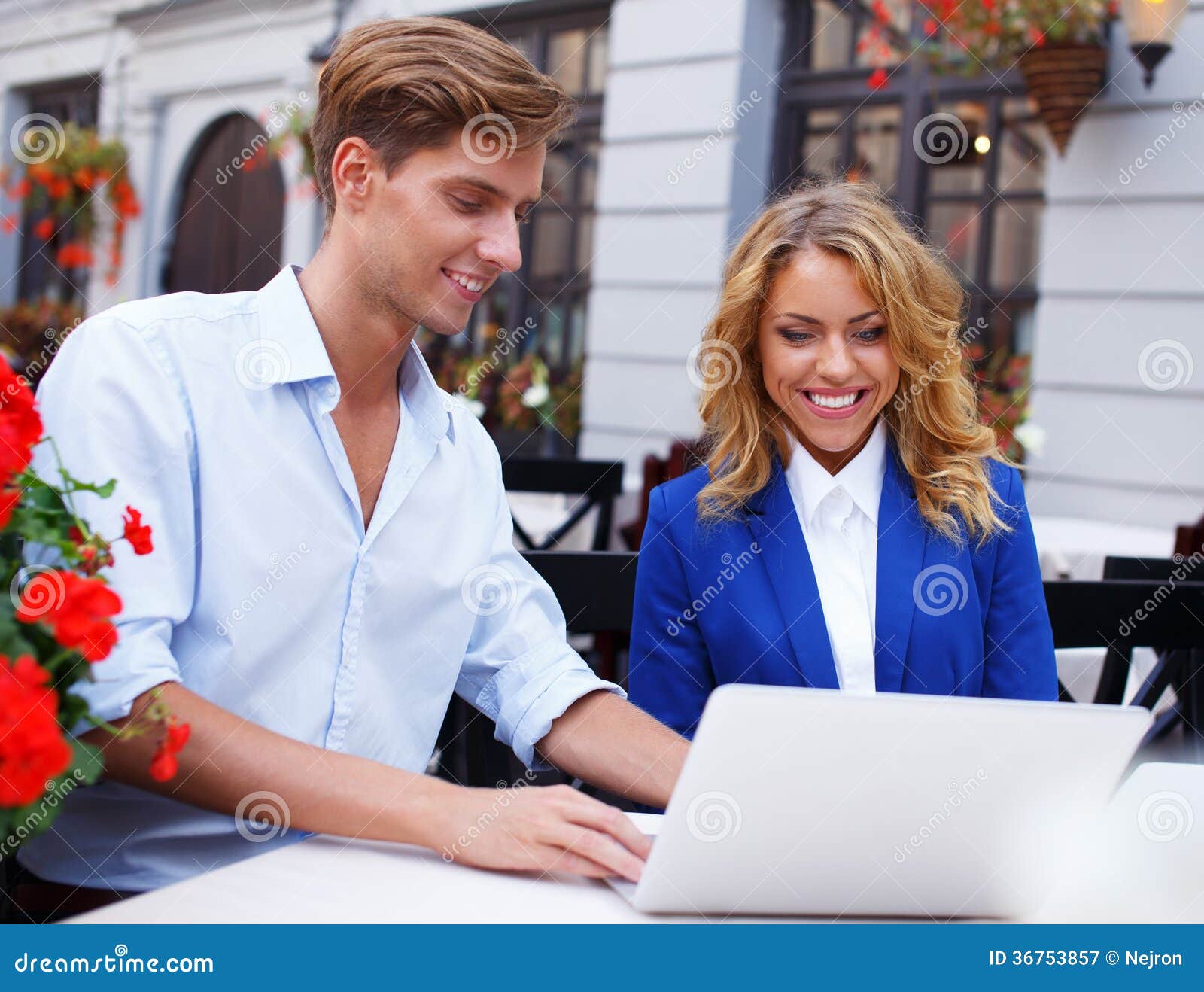 Young people with laptop stock image. Image of business - 36753857