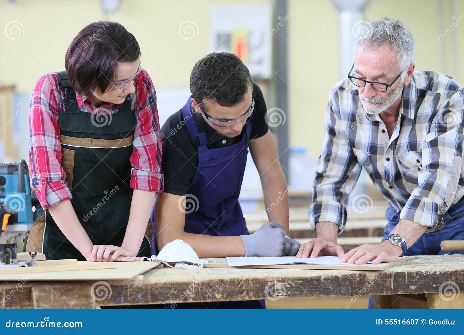 Young People Learning Carpentry Work Stock Image - Image of carpenter ...