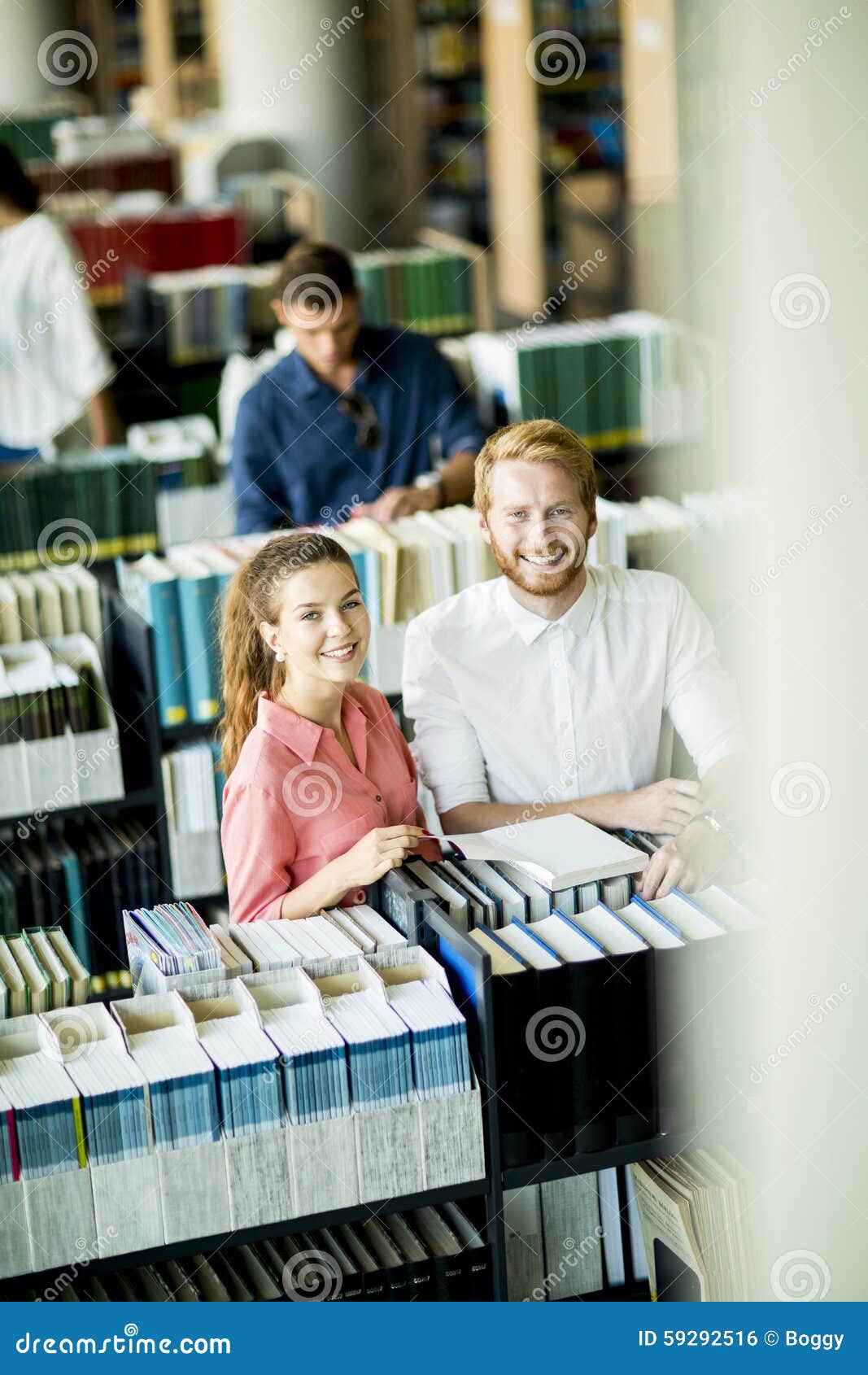 Young People in the Library Stock Photo - Image of study, redhair: 59292516