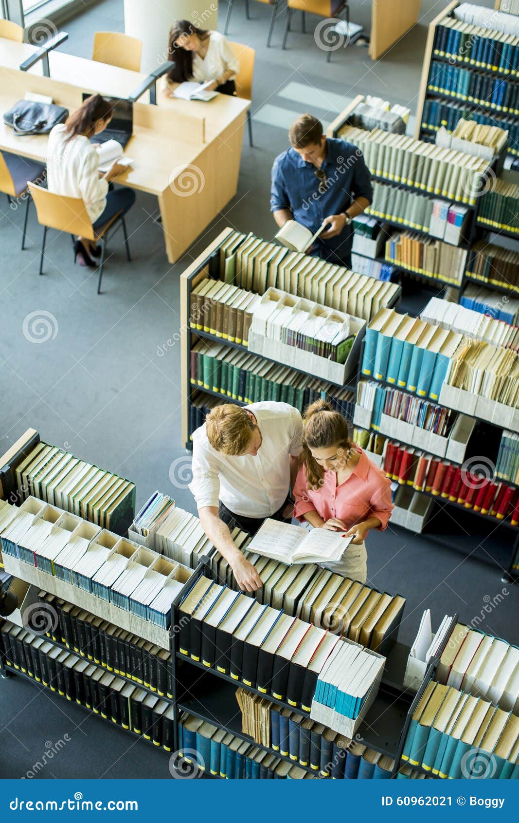 Young People in the Library Stock Image - Image of bookcase, library ...