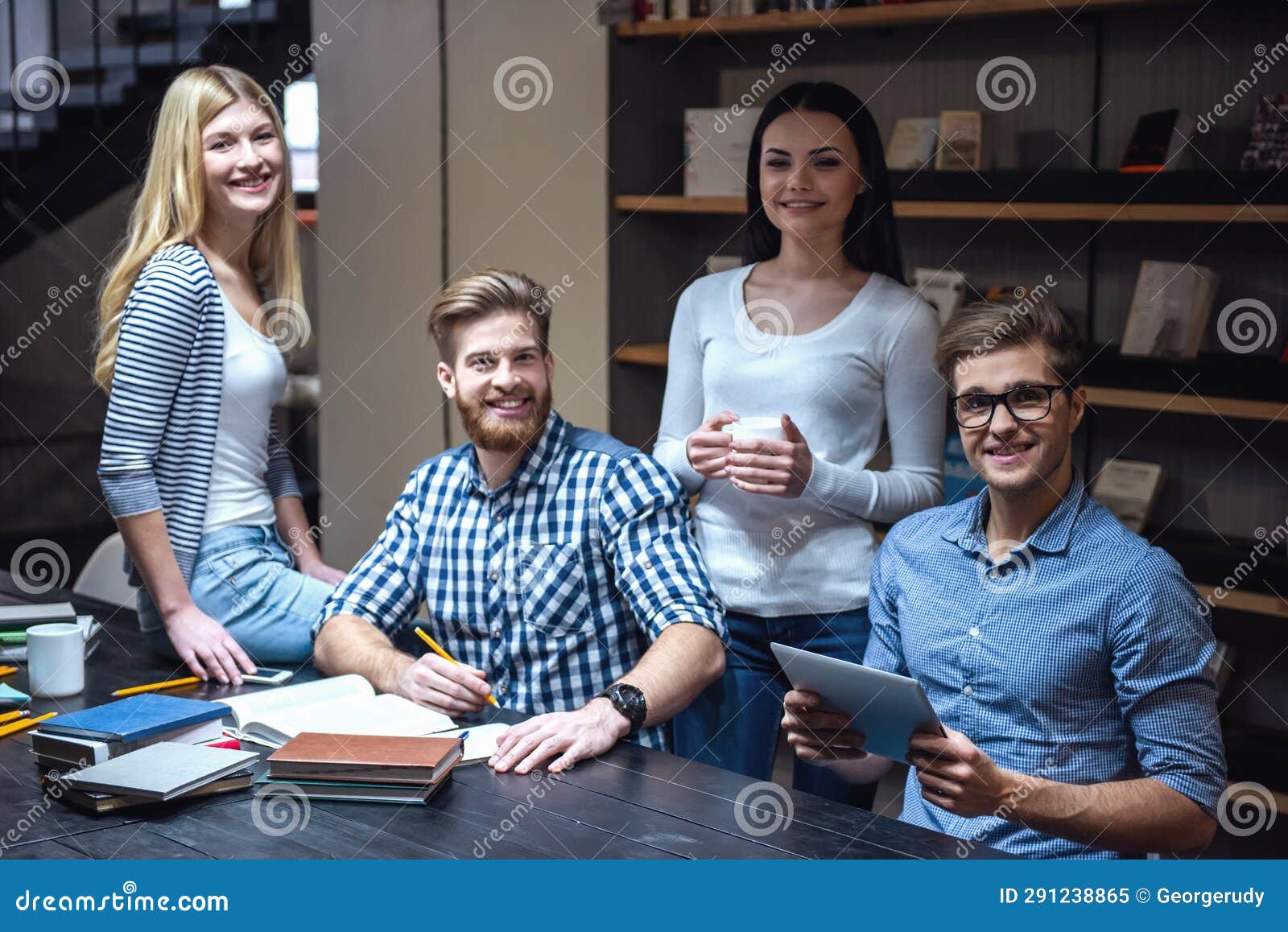 Young People in the Library Stock Image - Image of book, adult: 291238865