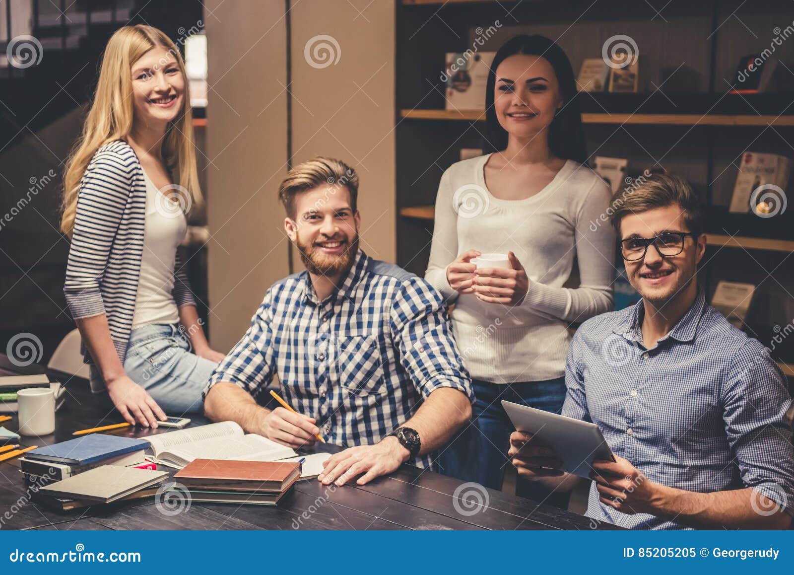 Young People in the Library Stock Image - Image of expression ...