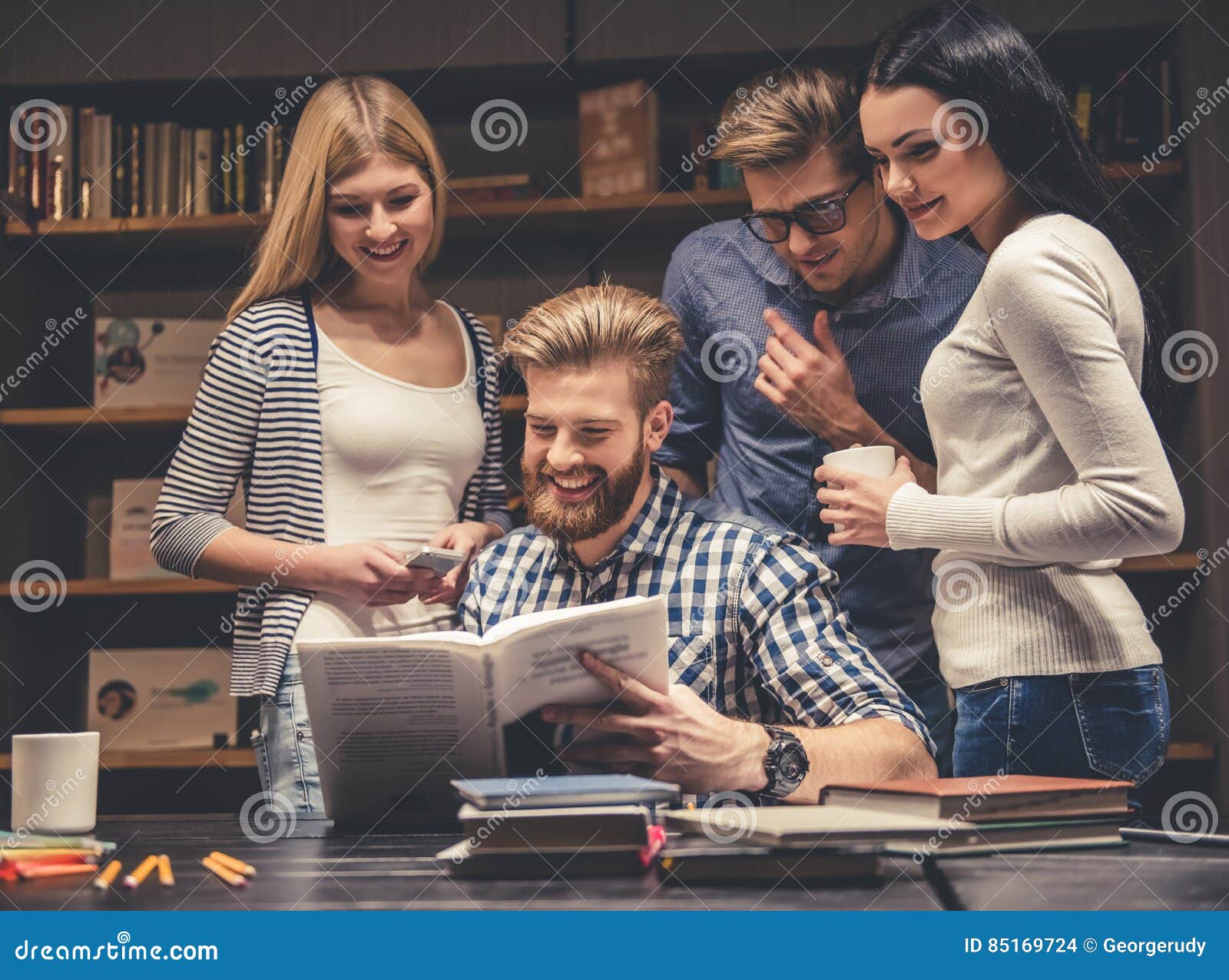 Young People in the Library Stock Photo - Image of academic ...