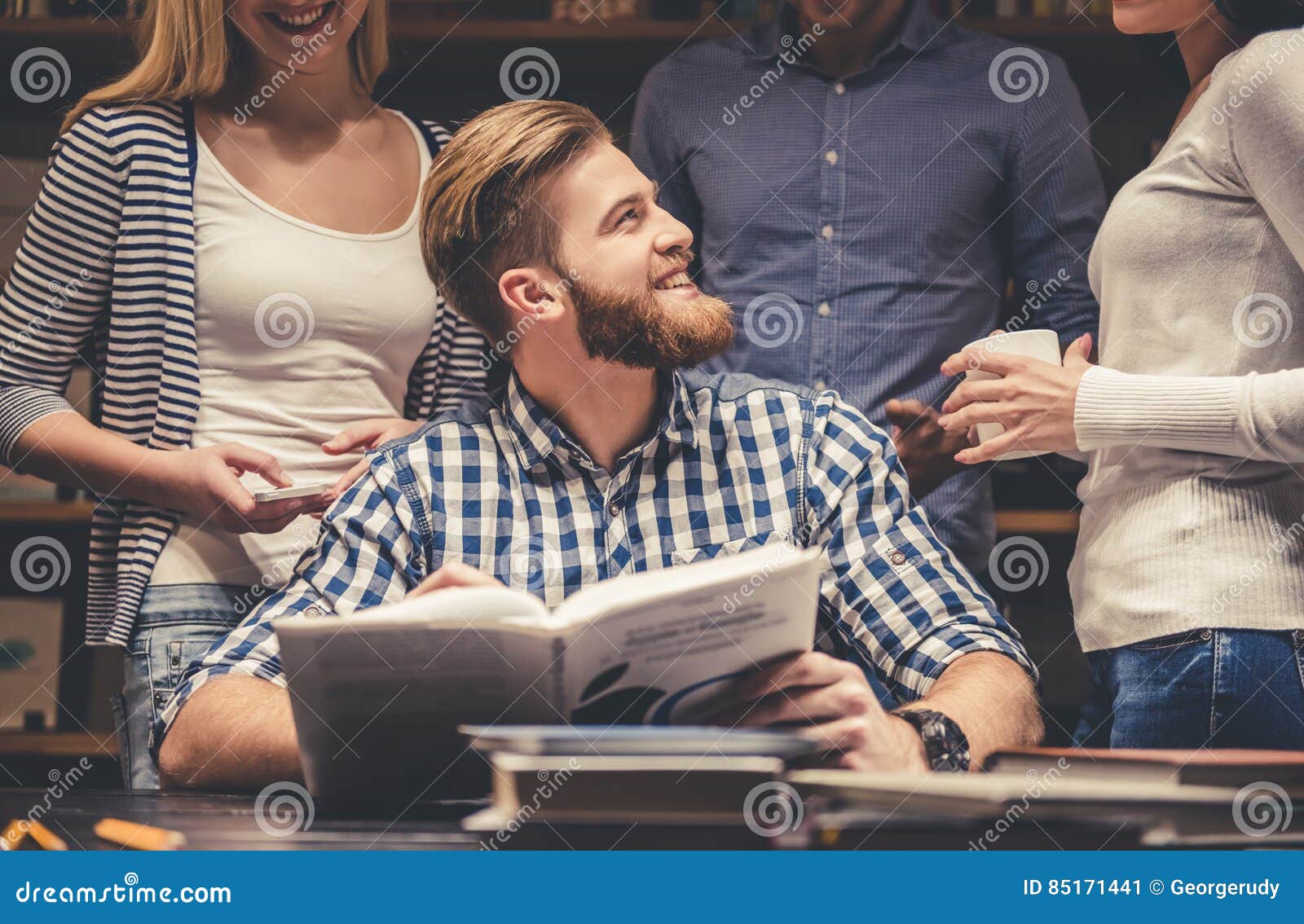 Young People in the Library Stock Image - Image of communicate, book ...