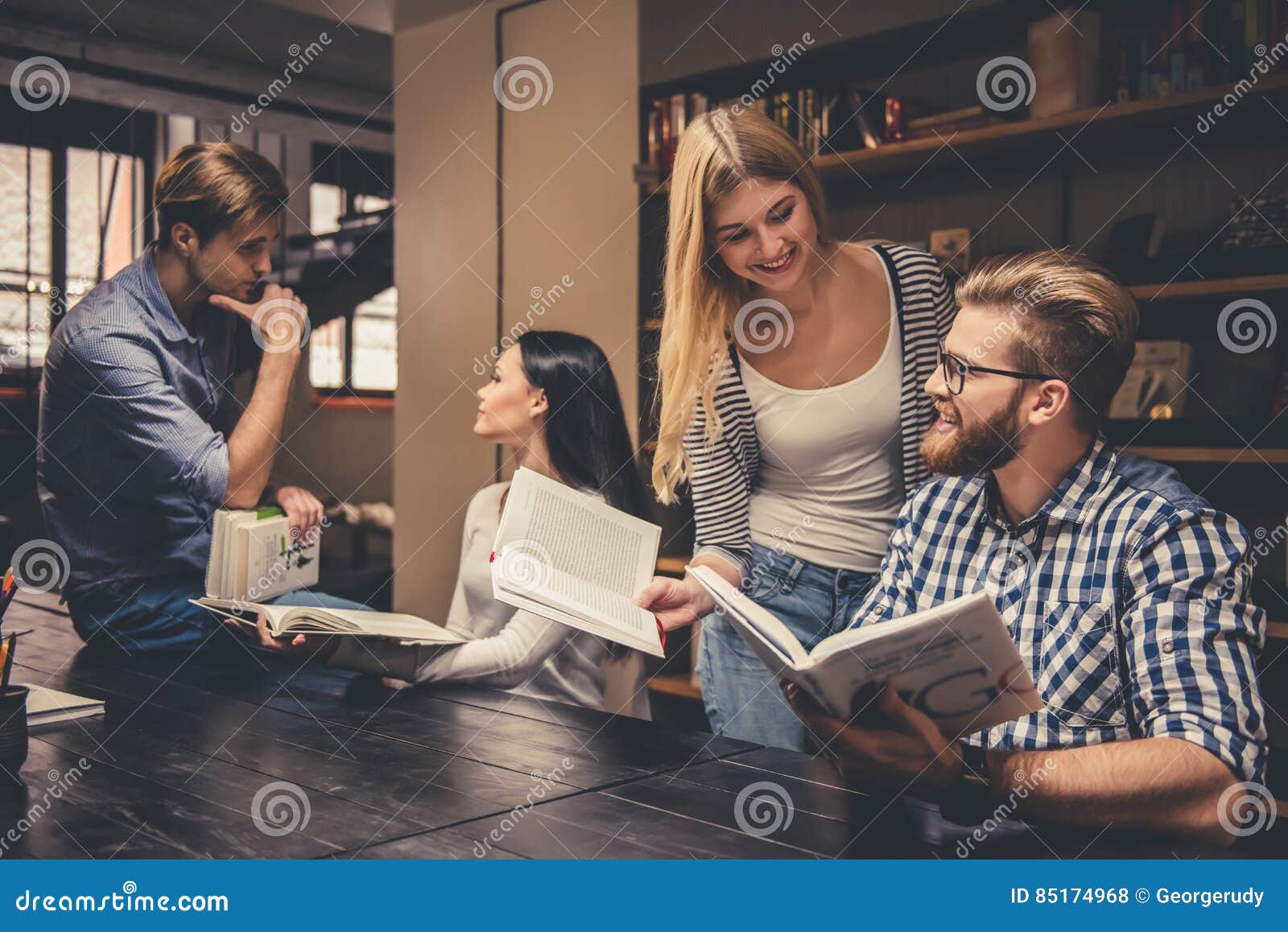 Young People in the Library Stock Photo - Image of education, caucasian ...