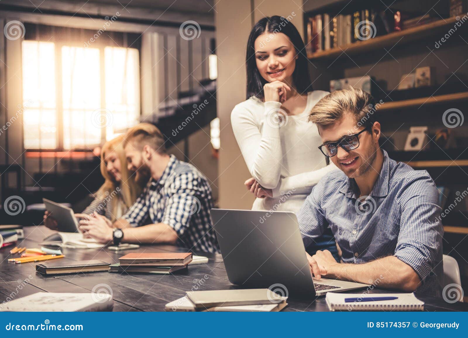 Young People in the Library Stock Image - Image of adult, academic ...
