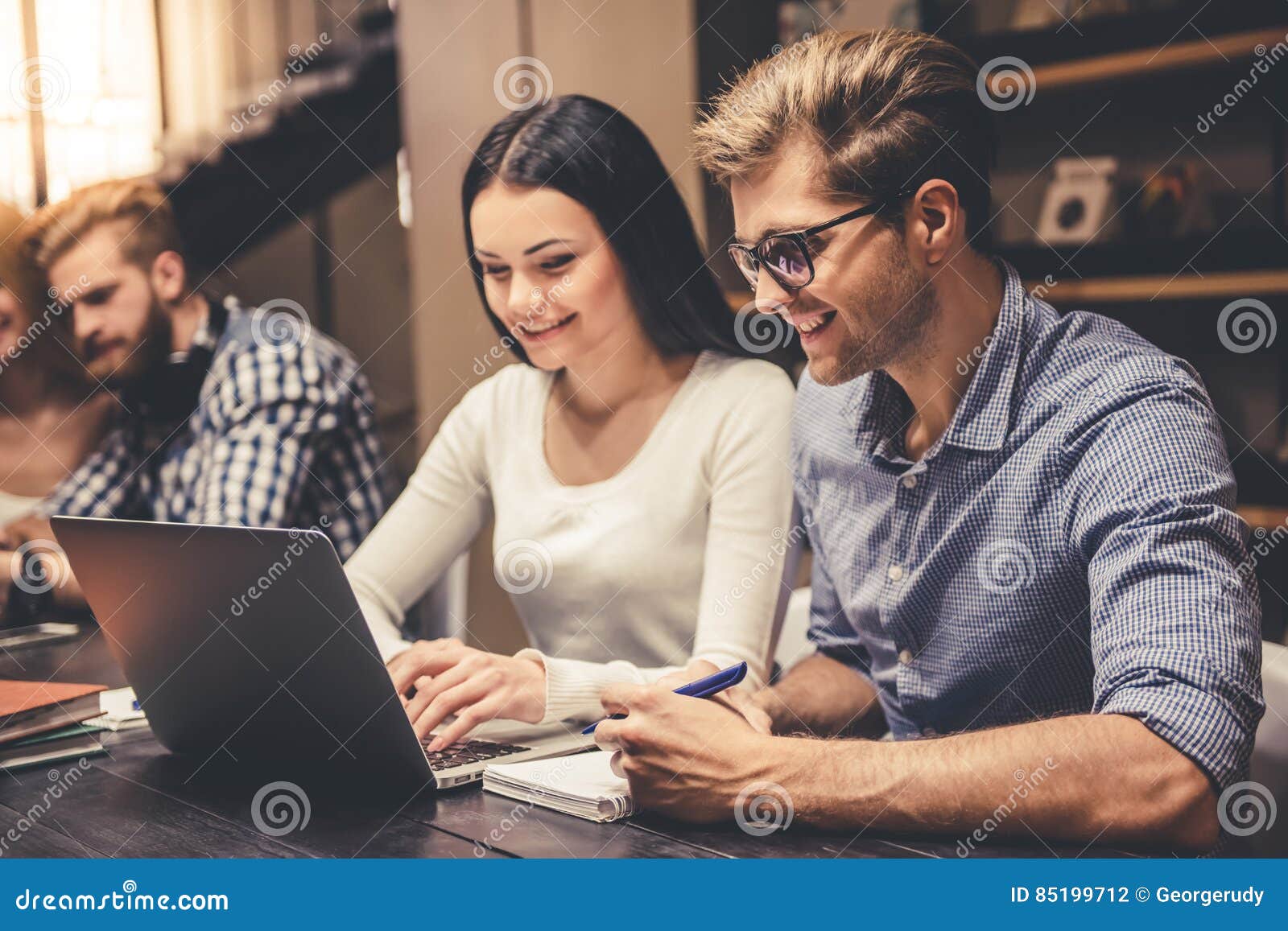 Young People in the Library Stock Photo - Image of friends, laptop ...