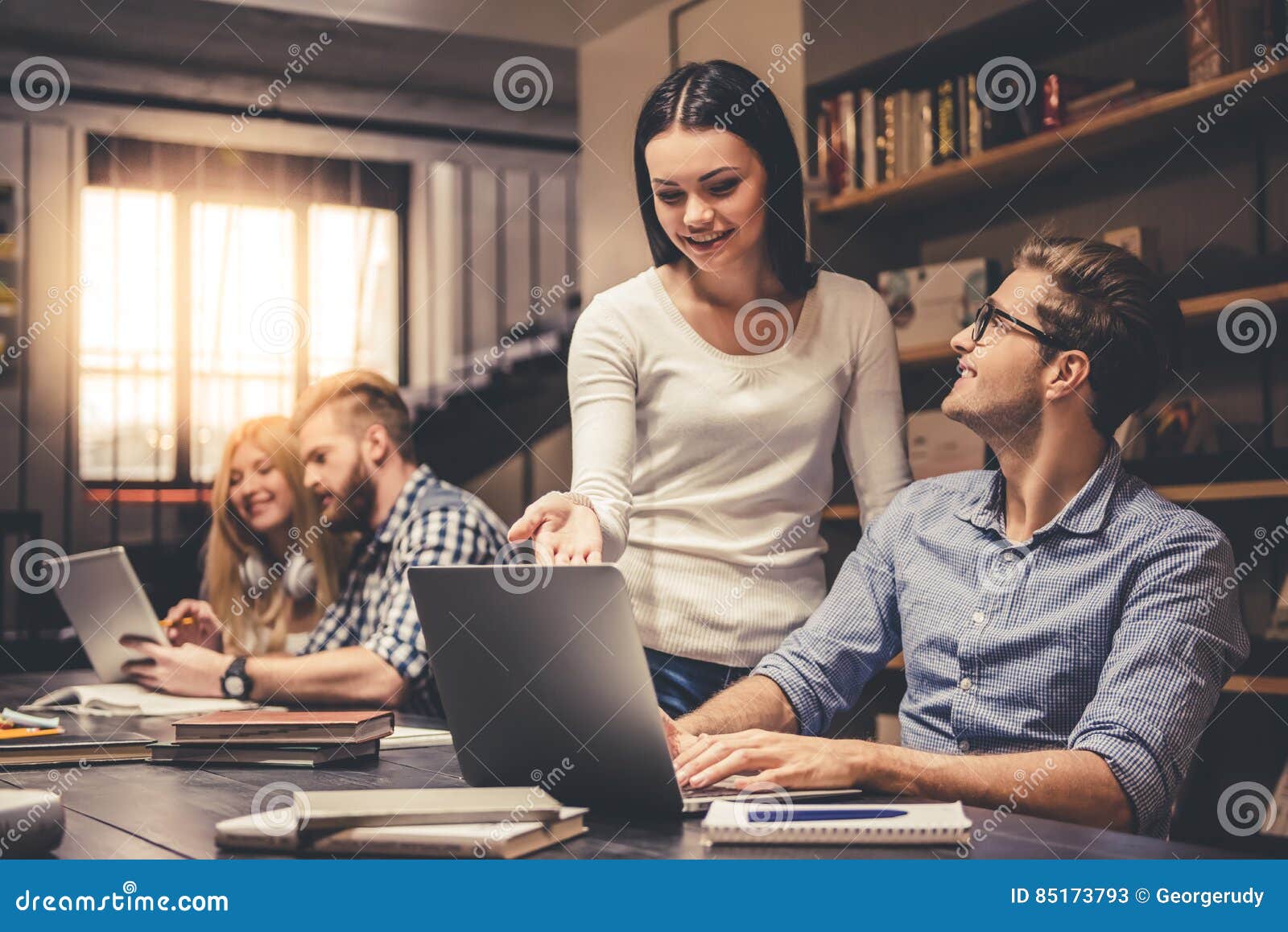 Young People in the Library Stock Image - Image of learn, people: 85173793