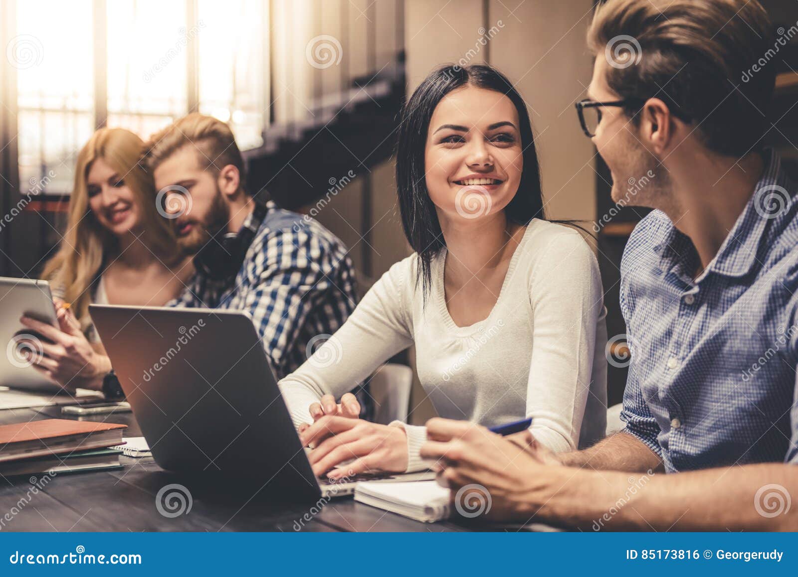 Young People in the Library Stock Photo - Image of happy, office: 85173816