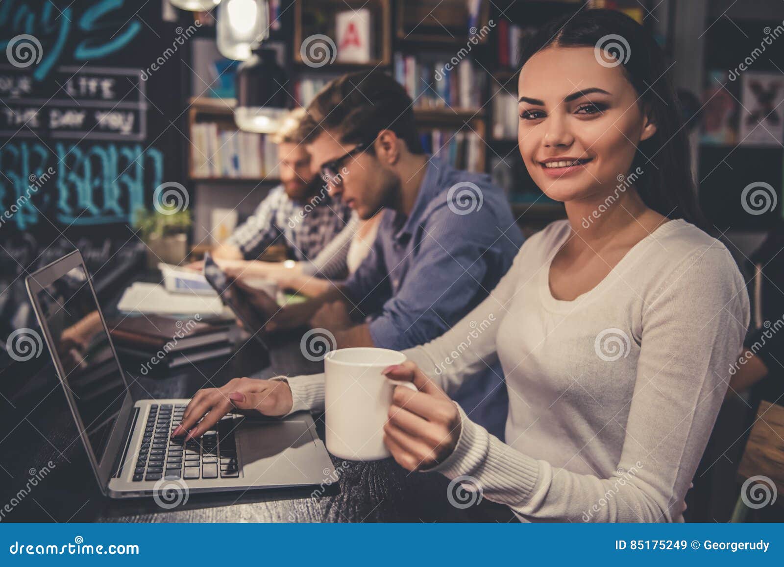 Young People in the Library Stock Image - Image of friends, modern ...