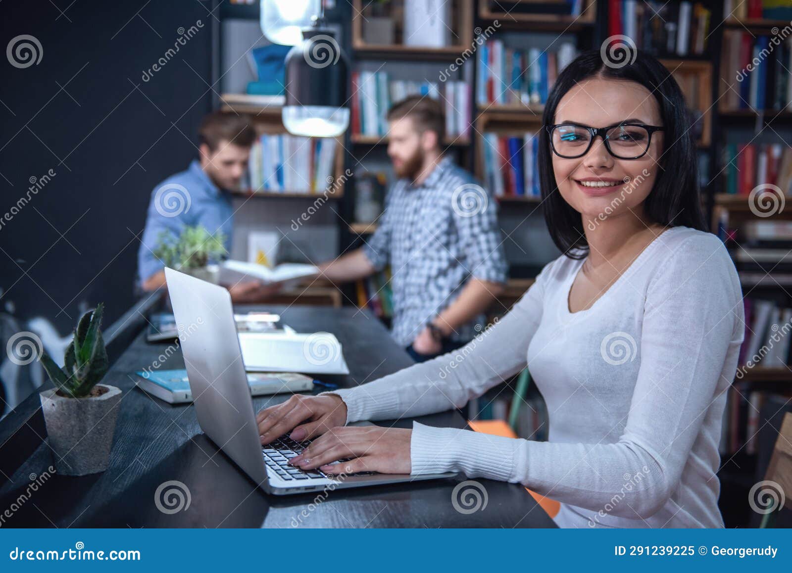 Young People in the Library Stock Image - Image of bookcase, happy ...