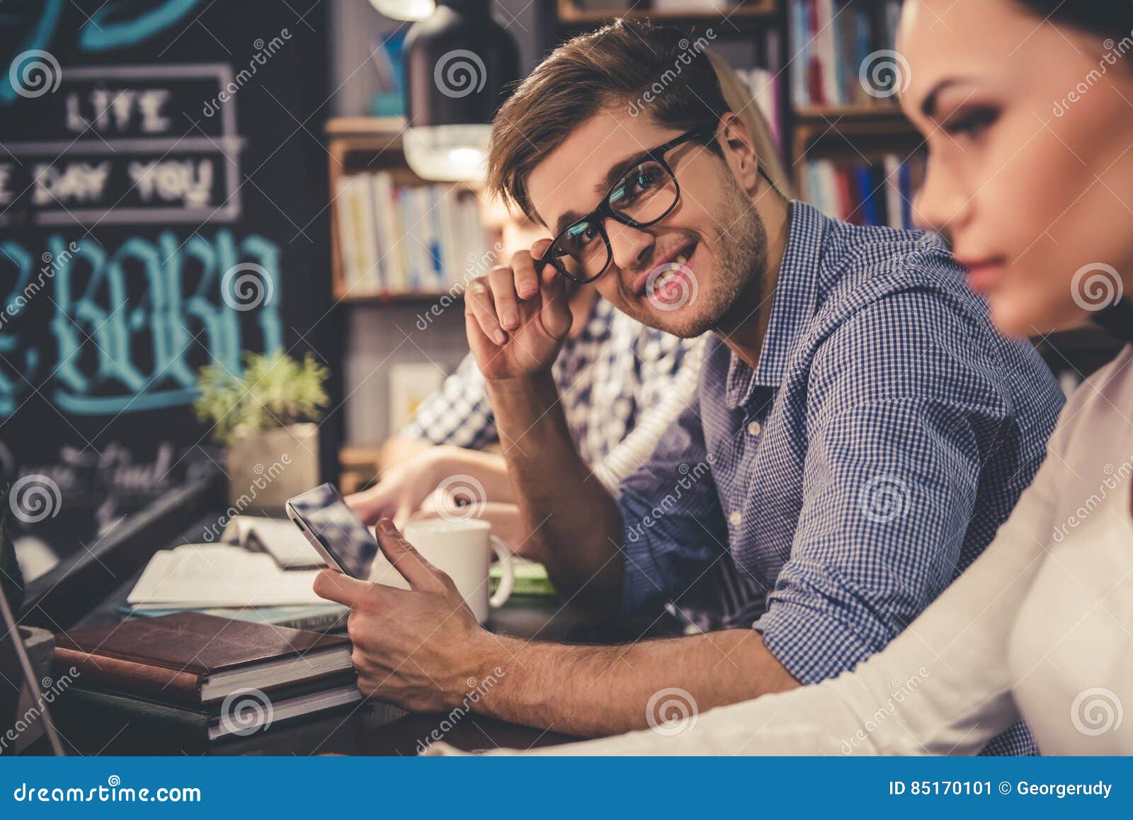 Young People in the Library Stock Image - Image of expression, happy ...